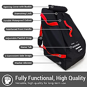 ProFaster Car Seat Travel Bag Backpack for Air Travel - Karfast Universal Infant Carseat Gate Check Bag Cover for Airplane, Foldable with Pouch, Black