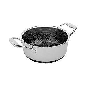 LIVWELL DiamondClad 3 Quarts Nonstick Hybrid Saucepan with Lid - Kitchen Gift - Nonstick Stainless Steel Saucepan - Hybrid Cookware Set - Heavy Stainless Steel Pot - Dishwasher Safe - PFOA-free