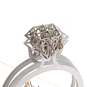 HUNGER Handmade 3D Pop Up Diamond Ring Birthday Cards Creative Greeting Cards Papercraft (Diamond Ring)
