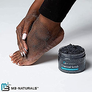 Charcoal Exfoliating Body Scrub Polish with Collagen & Stem Cell Gentle Body Exfoliator Face Scrub Bump Eraser Booty Scrub Best Shower Scrub Skin Exfoliant Moisturize Skin Exfoliate Absorbs Nutrients by M3 Naturals