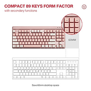DeLUX 80% Wireless Mechanical Keyboard - RGB Backlit, Hot Swappable 89 Keys, US Layout, Linear, Quiet Yellow Switches, PBT Keycaps - Multi-Device Gaming (KM18-Pink)