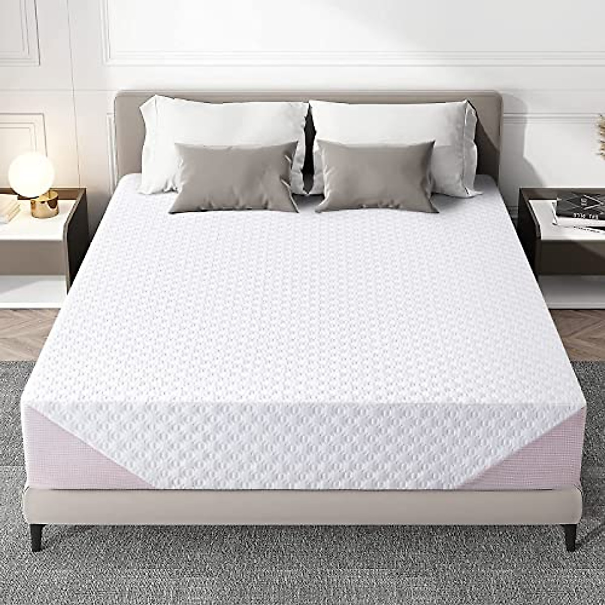 MUUEGM 10inch Memory Foam Mattress King Size,Cooling Gel Bamboo Charcoal Infusion Mattress in A Box,Medium Firm Mattress Breathable Cover,Made in USA,Supportive,CertiPUR-US Certified