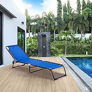 Outsunny Folding Chaise Lounge Pool Chairs, Outdoor Sun Tanning Chairs, Folding, Reclining Back, Steel Frame & Breathable Mesh for Beach, Yard, Patio, Dark Blue