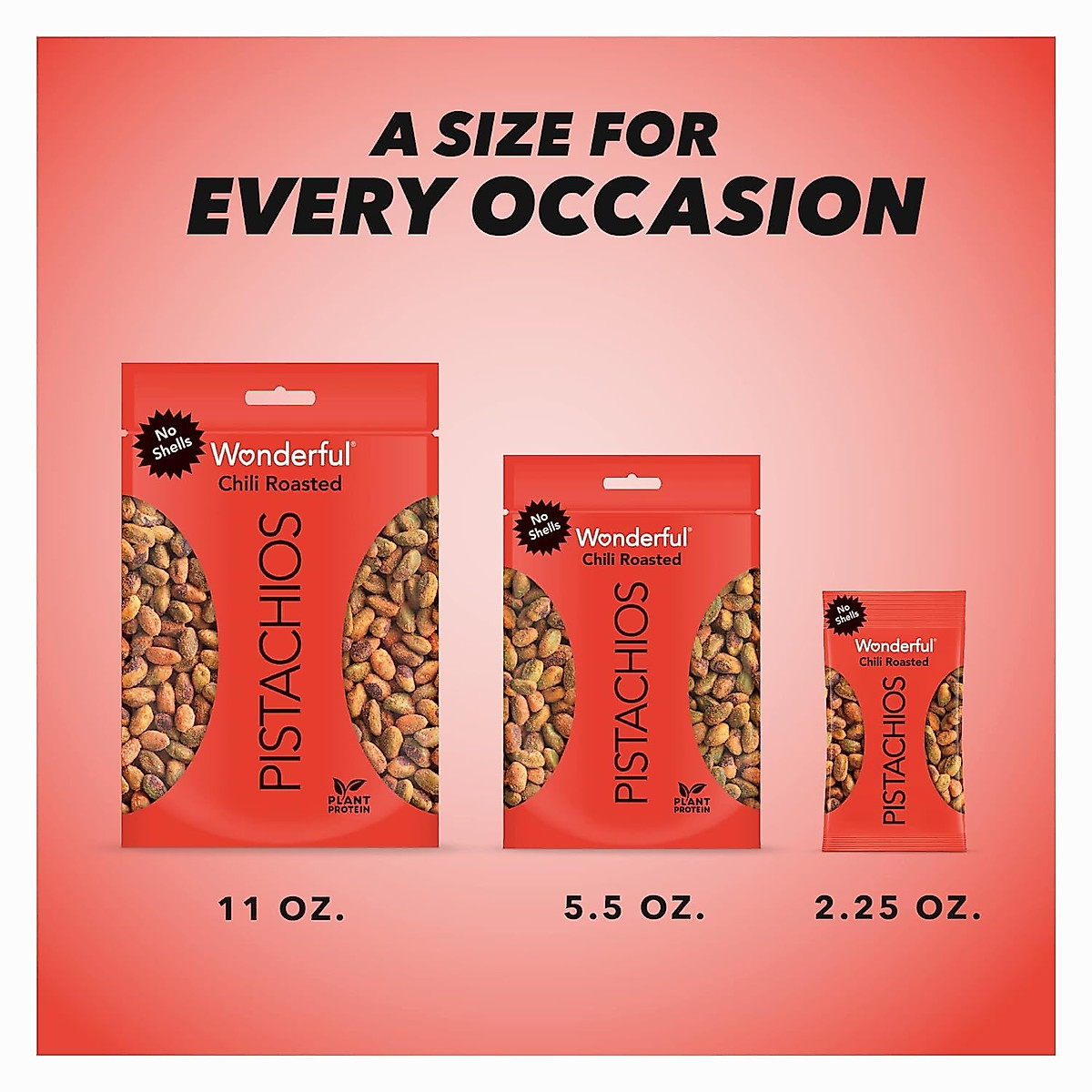 Wonderful Pistachios No Shells, Chili Roasted Nuts, 2.25 Ounce (Pack of 8), Protein Snacks, Gluten Free, Pantry Staples, Healthy Office Snacks