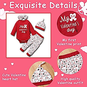 Aslaylme Baby Boys Girls Valentine's Day Outfit Newborn My 1st Valentine's Day Bodysuit (Red,3-6 Months)