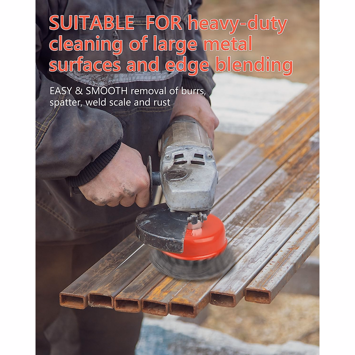 Alffun 4" Wire Wheel Cup Brush for Angle Grinder, 3 Pack Coarse Twisted Knotted Wire Wheel for 4 1/2 Angle Grinder, 5/8 Inch-11 Threaded Arbor for Heavy Cleaning Rust, Stripping and Abrasive