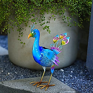 HSHD Solar Animal Lights Outdoor - Solar Power Figurine Waterproof Garden Decor with Metal Yard Art, Peacock Statue Light for Pathway Patio Backyard Decoration Lawn Ornaments(Peacock)