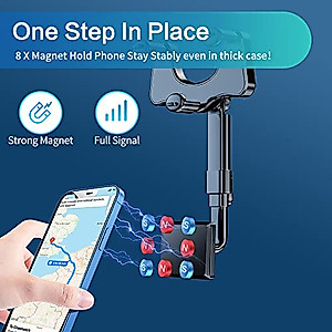 BEENLE Upgraded Rearview Mirror Magnetic Phone Holder Mount for Car, Rotatable and Retractable Car Phone Holder, Strong Magnet Cell Phone Holder Car Cradle Fit All Mobiles & Vehicles
