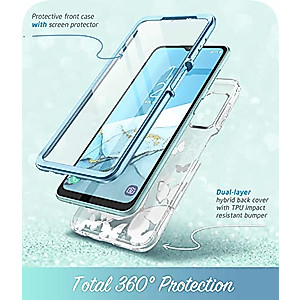 i-Blason Cosmo Case for Samsung Galaxy A13 4G/ 5G, Slim Full-Body Stylish Protective Case with Built-in Screen Protector (Blue Butterfly)