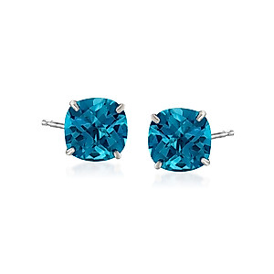 Ross-Simons 6.00 ct. t.w. London Blue Topaz Stud Earrings in 14kt White Gold