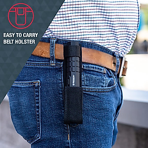 SABRE Ruger 2-in-1 Stun Gun and Flashlight, 1.460 μC Charge, 120 Lumen LED Light, High, Low, And Strobe Light Modes, Recharge With Included Charging Cable, Comes With Belt Holster