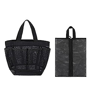 Mesh Shower Caddy Tote Quick Dry Shower Tote Bag for College Dorm Room Essentials Makeup Comestic Storage Basket with 9 Pocket Portable Travel Shoe Bag Set Toiletry and Bath Organizer Hanging Tote Bag