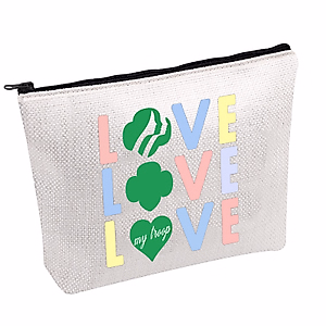 FOTAP Scout Crew Gift Love My Troop Makeup Bag Girl Scout Survival Kit Scout Inspirational Makeup Bag Scout Leader Gift (SCOUT love)