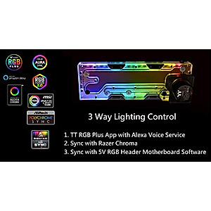 Thermaltake Pacific DP100-D5 Plus 360mm 200ml 16.8 Million Color RGB Alexa/Razer Chroma/5V Motherboard Syncable 6-Port G 1/4" Thread 5-Speed Adjustable D5 Pump Distro Plate Combo CL-W263-PL00SW-A