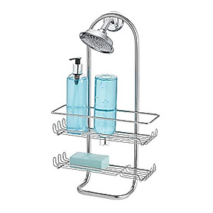 InterDesign Classico Jumbo Bathroom Caddy – Shower Storage Shelves for Shampoo, Conditioner and Soap, Silver