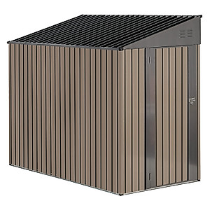 GRAVFORCE Metal Outdoor Storage Shed 4 x 8 FT, Steel Garden Shed with Lockable Door, Metal Sheds for Bike, Garbage Can, Tool, Lawnmower, Outside Sheds & Outdoor Storage for Backyard Patio