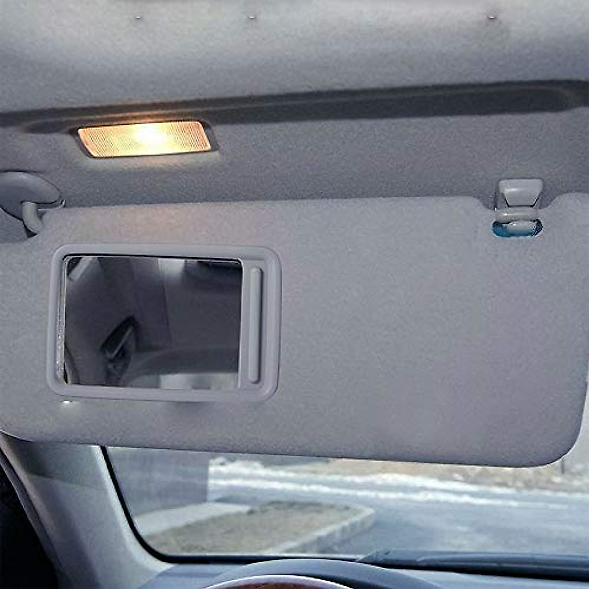 Dasbecan Front Left Driver Side Sun Visor with Vanity Light Compatible with Toyota RAV4 2006-2013 Replaces# 74320-42501-B2 74320-42500-B0 (Gray)