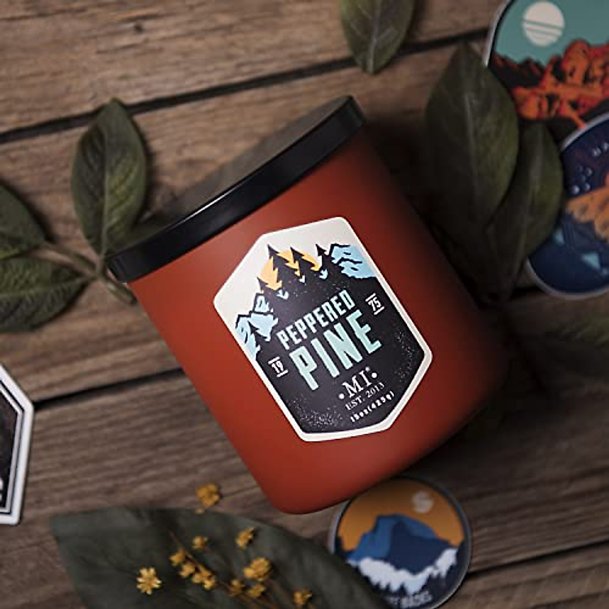 Manly Indulgence Peppered Pine Scented Jar Candle, All American Collection, 2 Wick, Red, 15 oz - Up to 60 Hours Burn