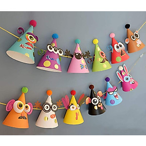 Glittery Garden Party Hats for Kids Art & Craft. Fun Birthday Activity Kit with Stickers. Animal Theme Party Favor, Game Supplies. Christmas, Thanksgiving, Easter Decoration