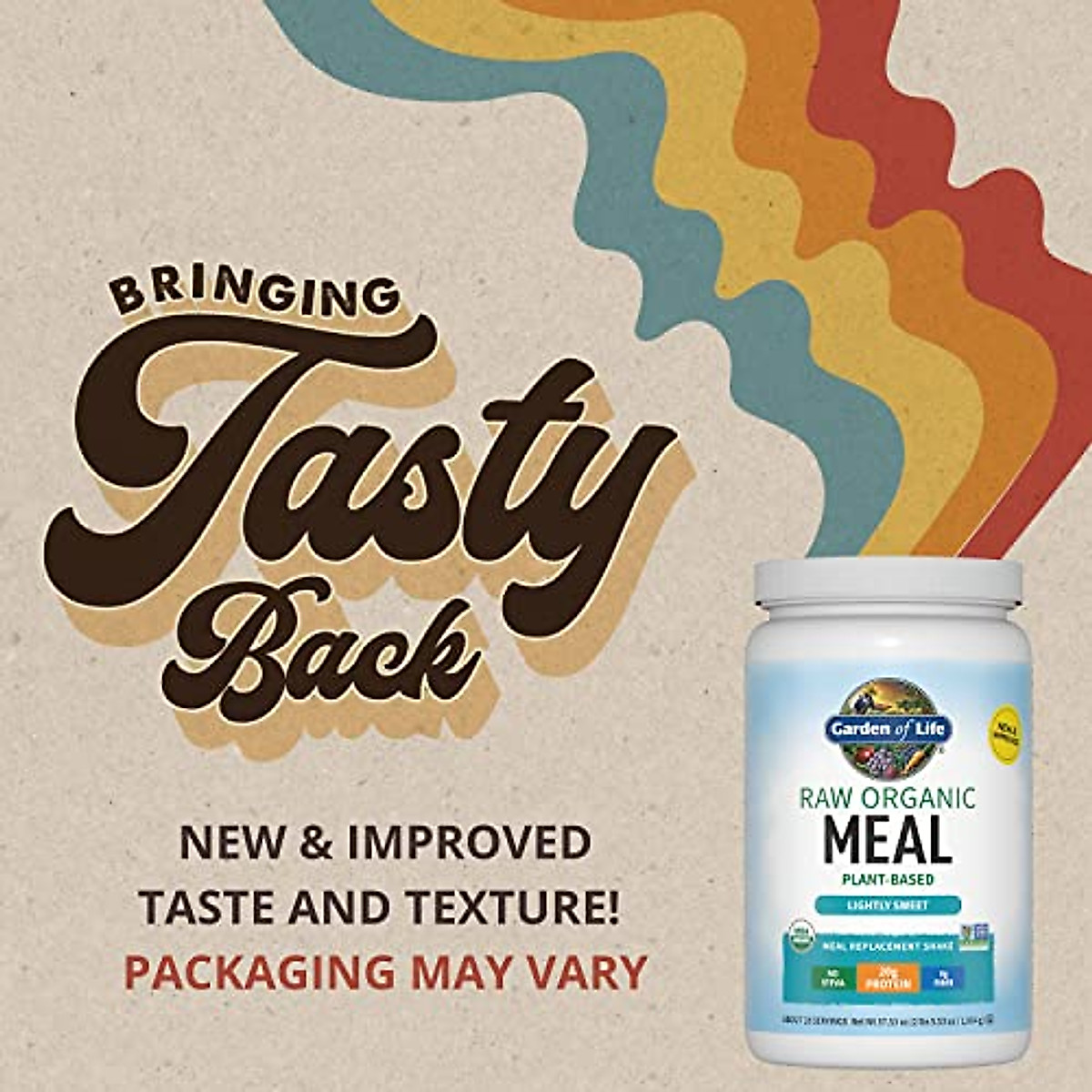 Tasty Organic Lightly Sweet Meal Replacement Shake Vegan - Garden of Life 20g Complete Plant Based Protein, Greens, Digestive Enzymes, Pro & Prebiotics for Easy Digestion, Non-GMO Gluten-Free, 2.4 LB