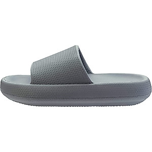 BRONAX Slides for Women and Men Soft Pillow House Home Slippers Slipers Sleepers Sandals for Indoor Outdoor Comfy Cushioned Thick Sole 44-45 Grey