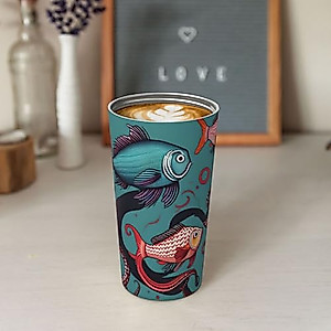 WANGXUEE Fish and Octopus Print 500ml Stainless Steel Travel Tumbler Double Wall Vacuum Insulated Coffee Mug