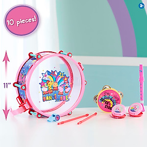 Peppa Pig Party Drum Set, 10-Pieces, 6 Musical Instruments, Pretend Play, Musical Education, Kids Toys for Ages 18 Month, Amazon Exclusive by Just Play
