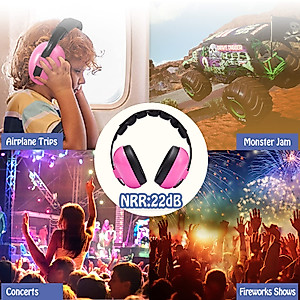 Dison Kids Noise Reduction Earmuffs, Baby Ear Protection Noise Cancelling Headphones Hearing Protection Earmuffs for Toddler (Pink)