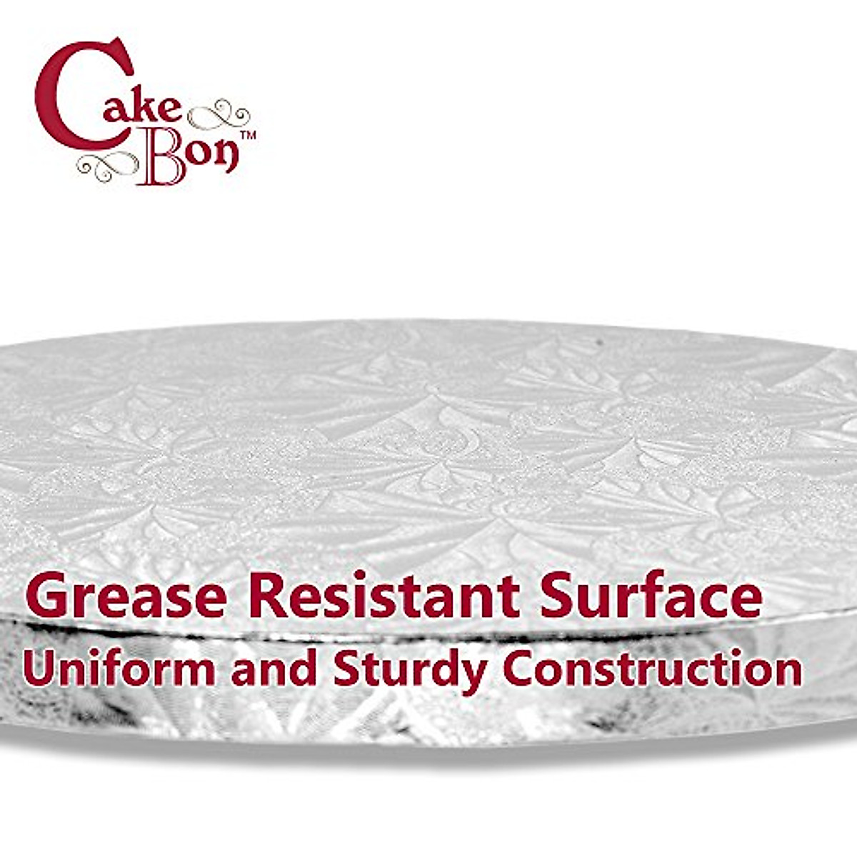 Cakebon Cake Drums Round 10 Inches - (Silver, 1-Pack) - Sturdy 1/2 Inch Thick - Professional Smooth Straight Edges