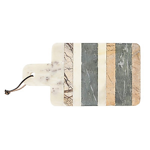 Bloomingville Marble Cheese and Cutting Board with Stripes and Leather Tie, Multicolor