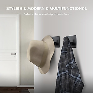 DakGagMah Adhesive Towel Stainless Steel Hooks Heavy Duty Stick on Wall Hooks Shower Hooks for Bathroom Kitchen Hoom Door-4 Packs (Black)