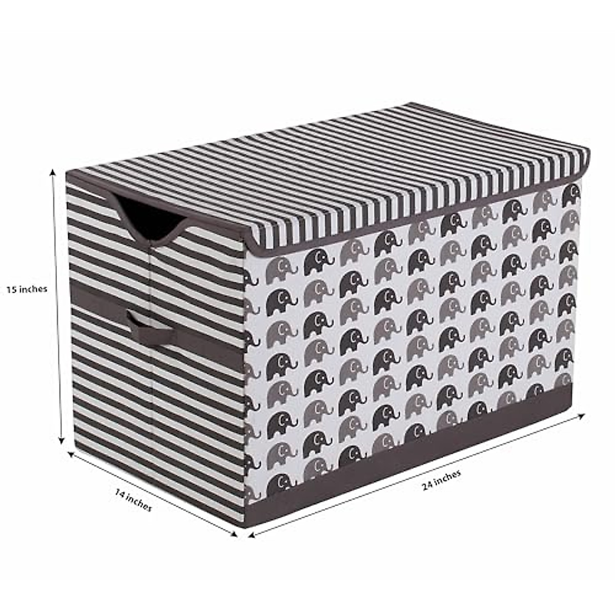 Bacati Elephants Unisex Fabric Storage Toy Chest to Keep Your Childs Room Organized, Grey