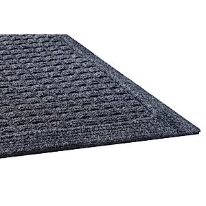 Guardian Floor Protection EGDFB030504 EcoGuard Diamond Indoor Wiper Floor Mat, Recycled Plactic and Rubber, 3" Length, 5' Width, Charcoal Black