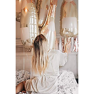 VP Products 6 Piece Champagne Balloon Bouquet + 1 Tassel Garland - Perfect Kit for Bridal Shower, Bachelorette and Birthday Party - 41" Foil Balloon - Silver and Rose Gold Party Decorations