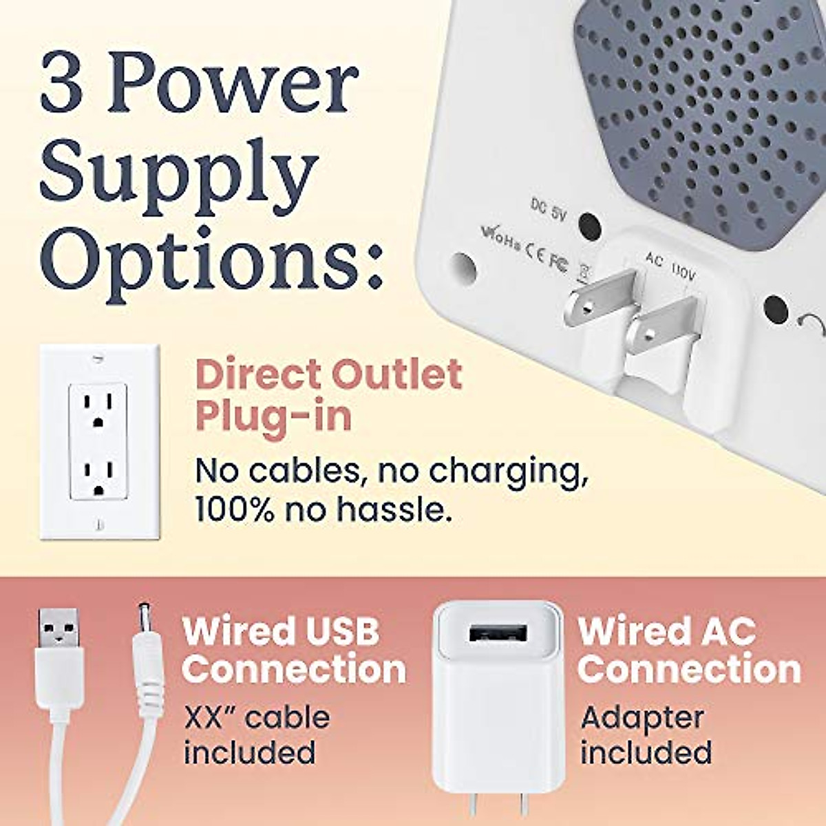 Plug in White Noise Sound Machine with Adjustable Kids Night Light for Sleeping, 9 Non-Looping Sounds, Timer, Volume Control & Headphone Jack | Portable Noise Maker for Adults & Baby, Home, Office