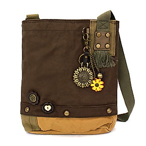 CHALA Handbag Canvas Crossbody Messenger Bag Patch Crossbody - Metal Sunflower - Dark Brown