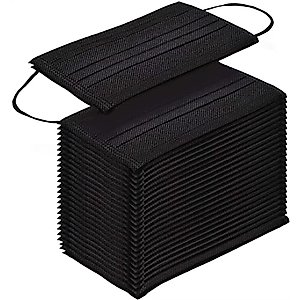 Black Face Mask 100pcs Disposable Masks Breathable 3 Layer Masks Mouth Cover for Adult Men & Women