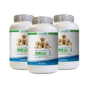 HAPPY PET VITAMINS LLC Dog Allergy Liquid - Dog Omega 3 - Healthy Skin Coat and Joints - Brain and Heart Health - Allergy Relief - epa dha for Dogs Omega 3-3 Bottles (540 Softgels