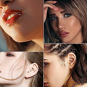 CASSIECA 9Pcs 16G Septum Rings for Women Surgical Steel Septum Jewelry Hinged Nose Rings Hoop CZ Butterfly Horseshoe Cartilage Earrings Hoop Helix Tragus Daith Piercing Jewerly