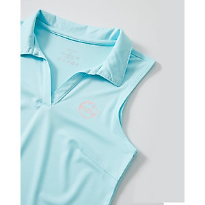 Willit Girls' Sleeveless Polo Shirts Golf Tennis Polo Lightweight Shirts Quick Dry Light Blue L