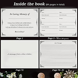 Funeral Guest Book, Memorial Books for Celebration of Life, Hardcover Funeral Sign in Book for Memorial Service, Guest Book for Funeral for 280 Guests, Pen and Memory Table Stand, 10.2”x7.8” - PUKYO