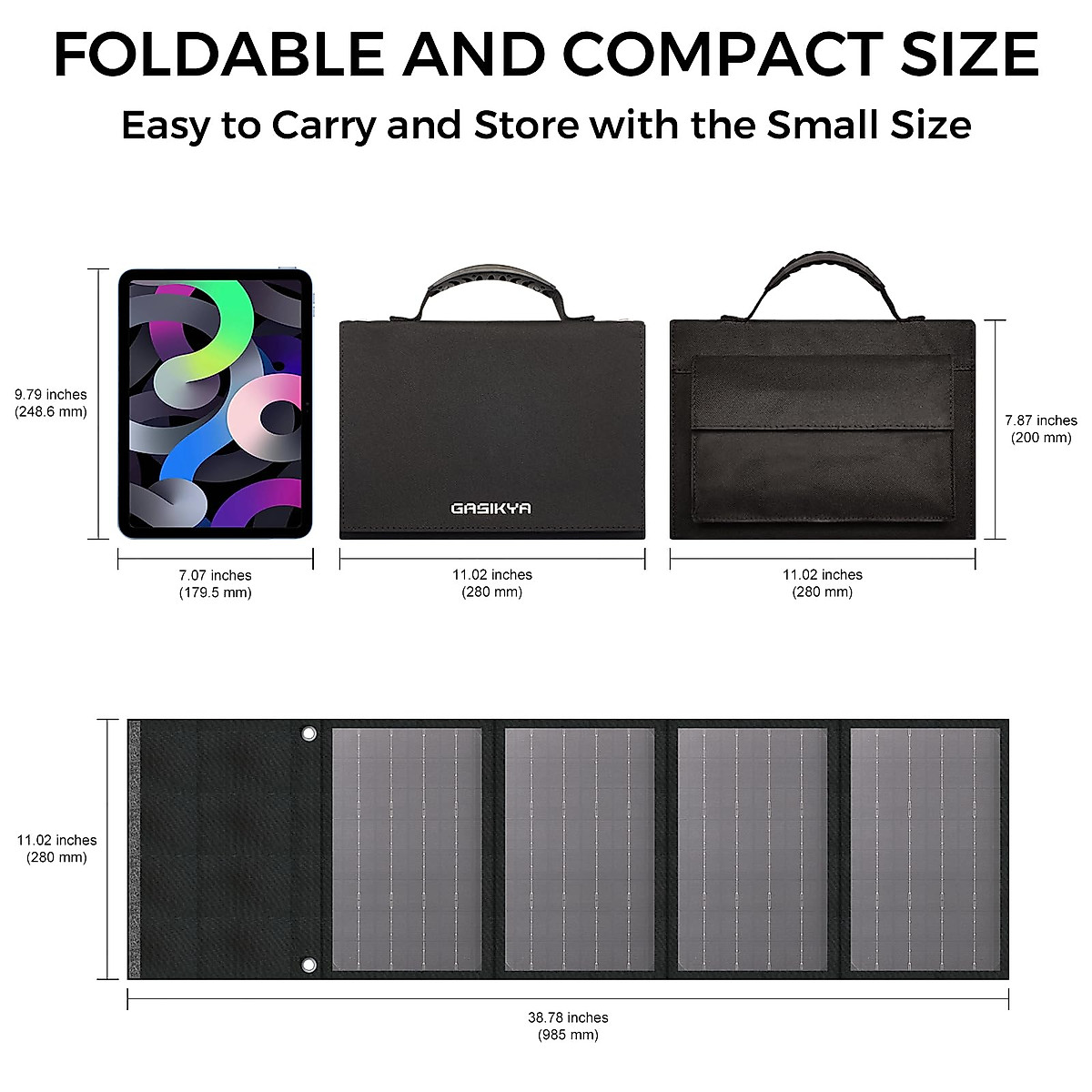GASIKYA Portable Solar Panel –30W Foldable Solar Panel with 5V USB and 18V DC Output - Perfect for Camping Charging Phones Tablets & Outdoor Devices–Compatible with Solar Generators Power Stations