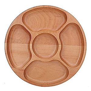 Round Serving Tray in Wood Wooden Food, Coffee Snack Trays All Natural Vegan Friendly Coasters Decorative Platter Cheese Board Dinner Set Perfect for Parties Holidays Family Breakfast Dinners Tea