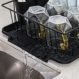 Demeliy Dish Drying Rack, Dish Rack with Drainboard & Utensil Holder, Waterproof Dish Racks Drainers for Kitchen Organization, Kitchen Counter, Durable Drying Rack for Dishes, Knives