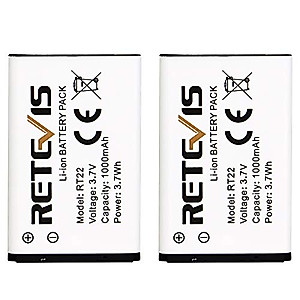 Retevis RT22 RT22S RT15 RT19 Battery Walkie Talkie Original Li-ion Battery 3.7V 1000mAh Compatible RT22 RT22S RT15 RT19 WLN KD-C1 Two Way Radio(2 Pack)