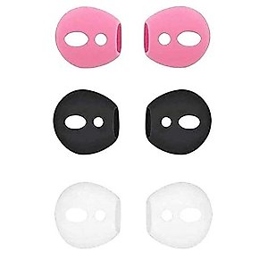 BLLQ AirPods Ear Tips Ear Gels Anti-Slip Earuds Cover Silicone Compatible with AirPods 2 & AirPods 1 or EarPods 【 Fit in The Charging Case 】 3 Pairs White/Black/Pink
