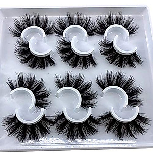 HBZGTLAD 6 Pairs Fluffy False Eyelashes Natural Faux Mink Strip 3D Lashes Pack (MDF-12)