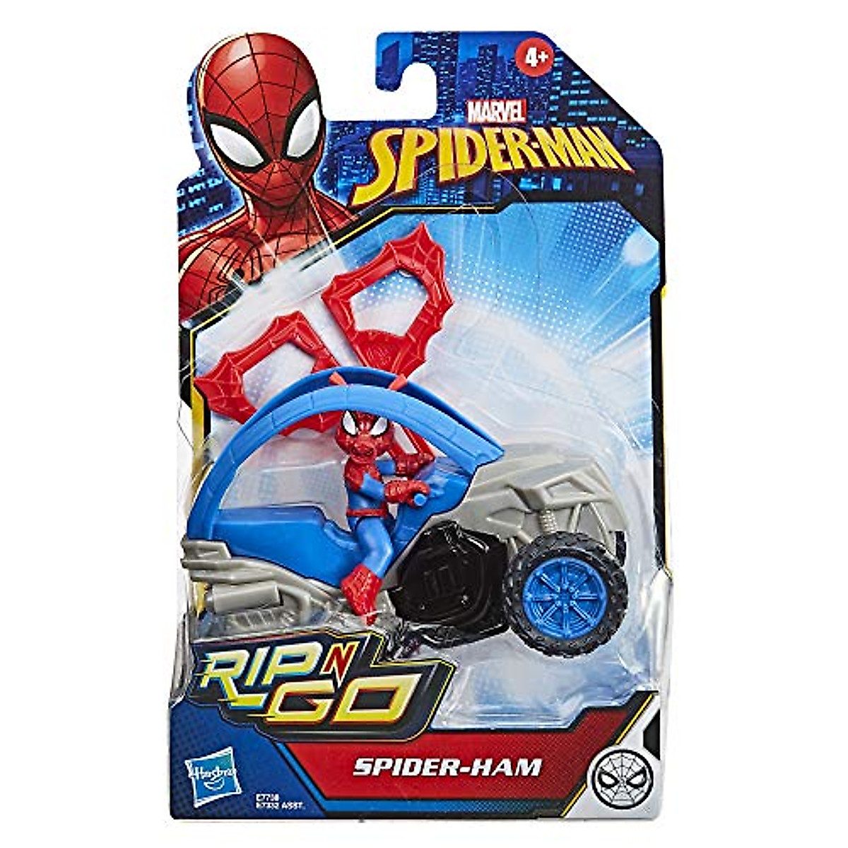 Spider-Man Marvel Spider-Ham Stunt Vehicle 6-Inch-Scale Super Hero Action Figure and Vehicle Toy Great Kids for Ages 4 and Up