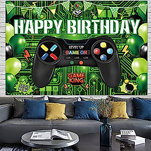 Video Game Theme Party Backdrop Video Game Happy Birthday Backdrop for Game Fans Boys Room Wall Decoration Game Party Photograph Background 7x5ft