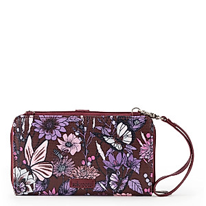 Sakroots Womens Canvas, Large Smartphone Crossbody Bag in Coated Canvas Convertible Purse with Detachable Wristlet Strap I, Cabernet Bloom, One Size US